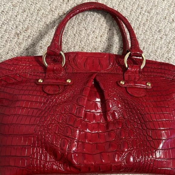 Brahmin | Bags | Brahmin Red Satchel With Crocodile Texture And Gold ...